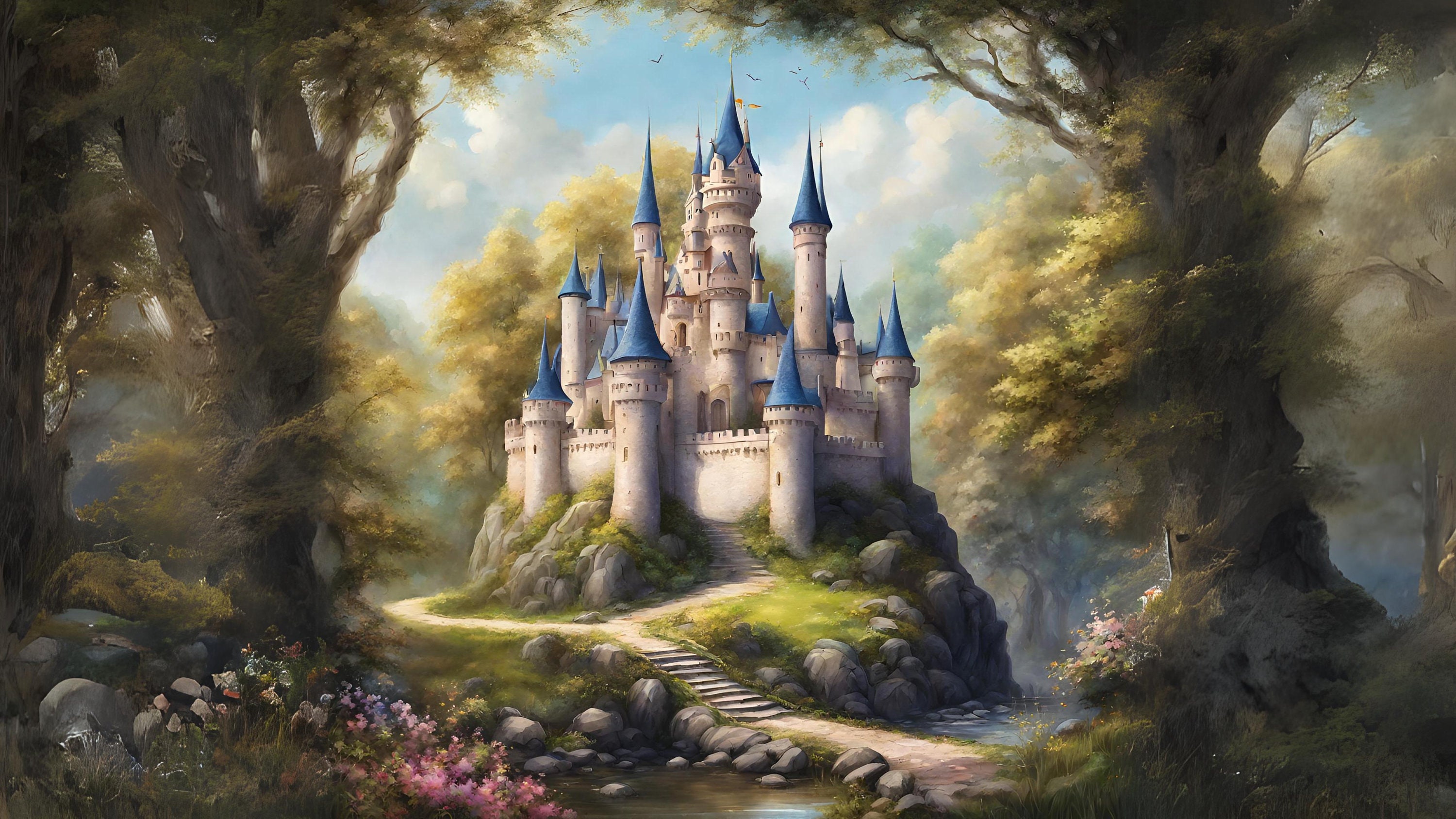 Fairytale Castle in the Woods Backdrop for Stage Use Digital Format for ...