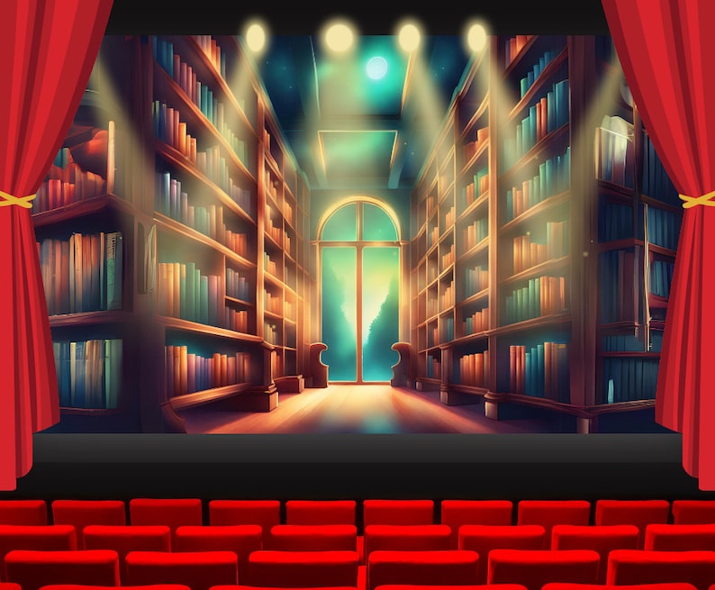 Whimsical Library Backdrop for Stage. for Projection Onto a Theatre ...