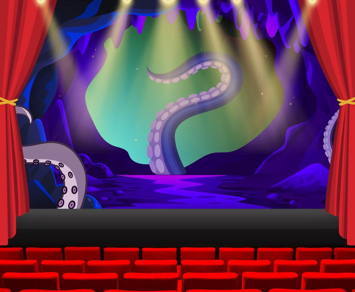 Underwater Cave With Tentacles Stage Backdrop Digital Format for ...