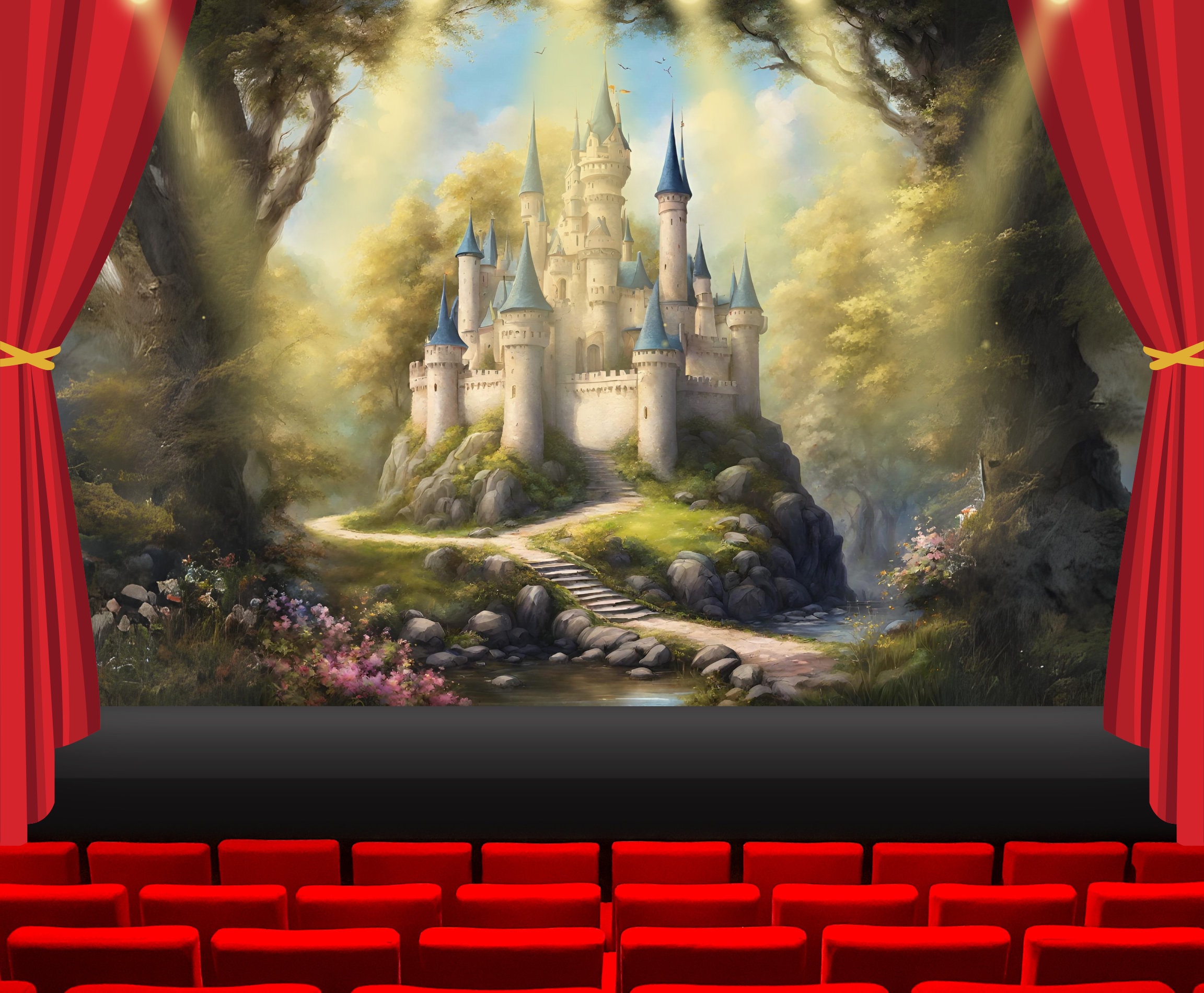 Fairytale Castle in the Woods Backdrop for Stage Use Digital Format for ...