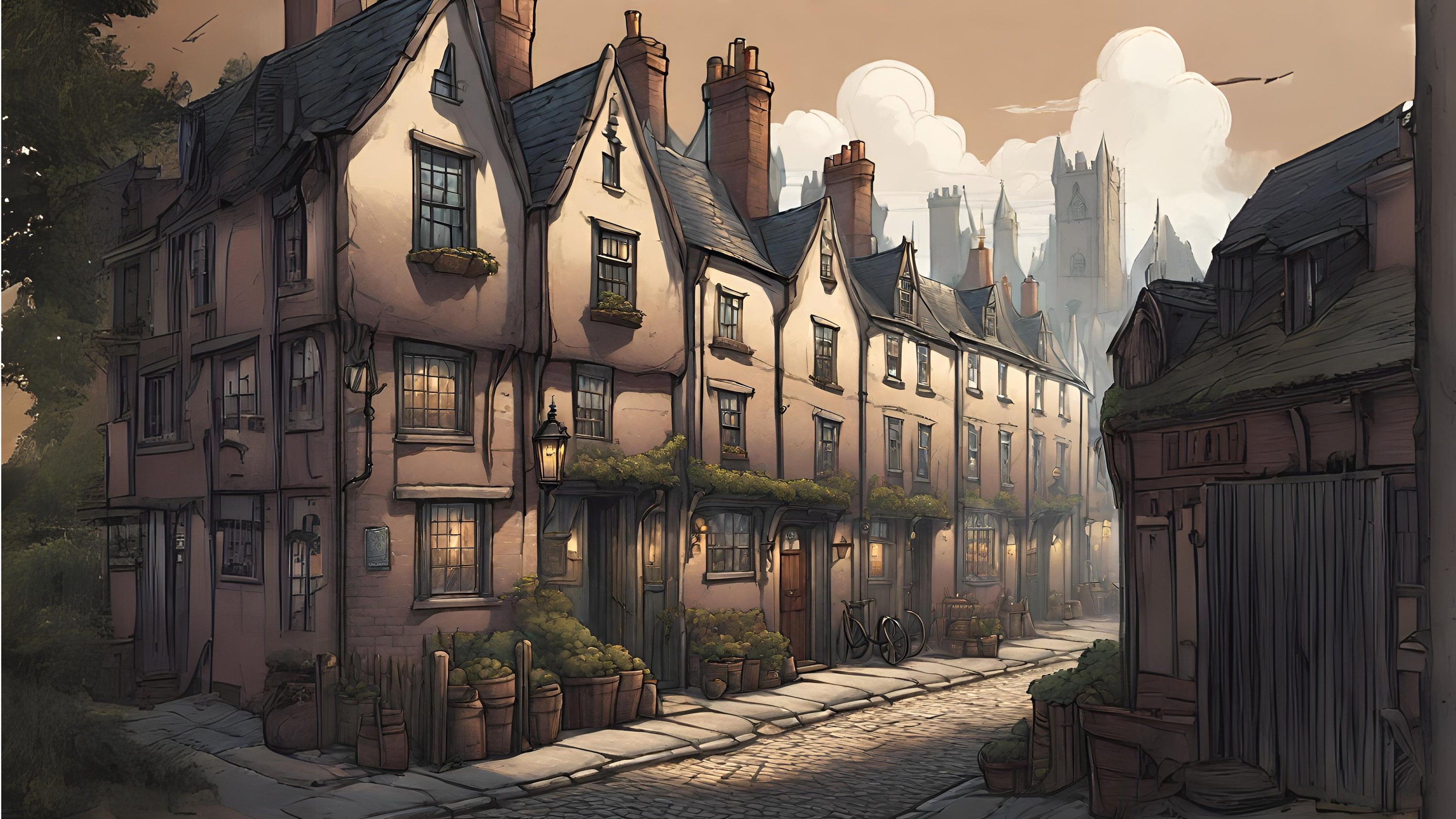 Old-fashioned Victorian Cobbled Street Backdrop for Stage. for ...