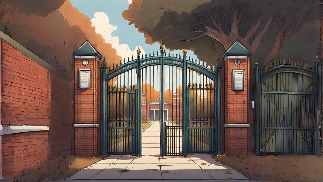 School Gates Backdrop for Stage. for Projection Onto a Theatre Stage ...