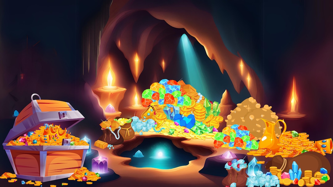 Cave of Wonders With Piles of Jewels and Treasure Backdrop for ...