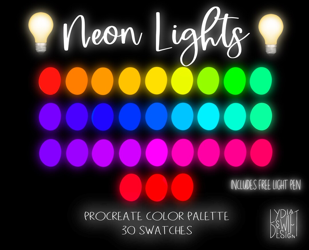 Neon Lights Color Palette/ Procreate Swatches/ Digital Download - Etsy