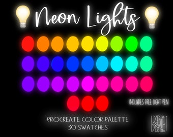 Neon Lights Procreate Color Palette Bright Neon Color Swatches Digital ...