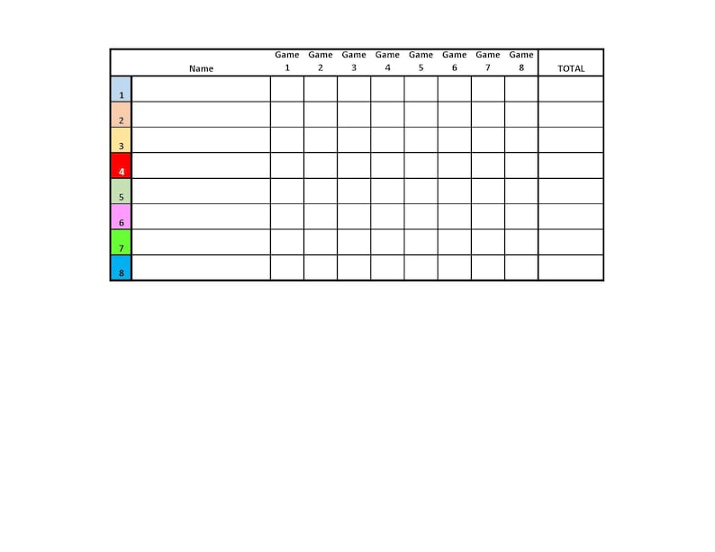 8-player Euchre Tournament Score Sheet and Rotations PDF Printable ...