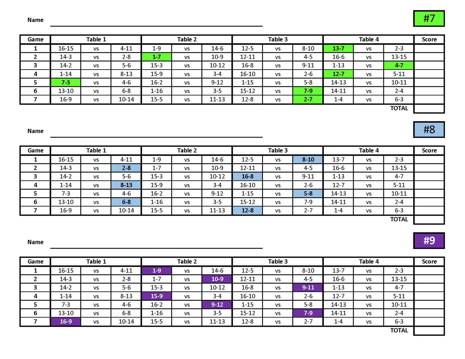 16-player Euchre Tournament Score Sheet and Rotations PDF Printable ...