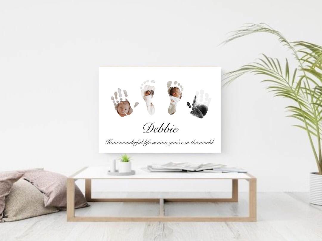 Handprint Footprint Photo Collage, Customised Baby Keepsake ...