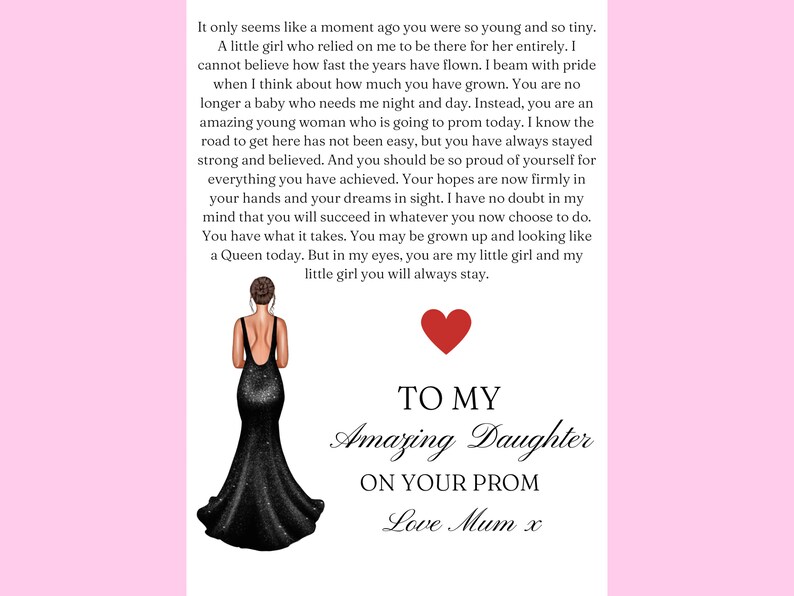 Daughter Prom Poem Print - Gift From Mum or Dad - Personalised Prom ...