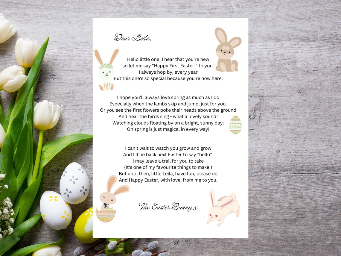 Happy First Easter Letter, Personalised Easter Bunny Letter, Easter ...