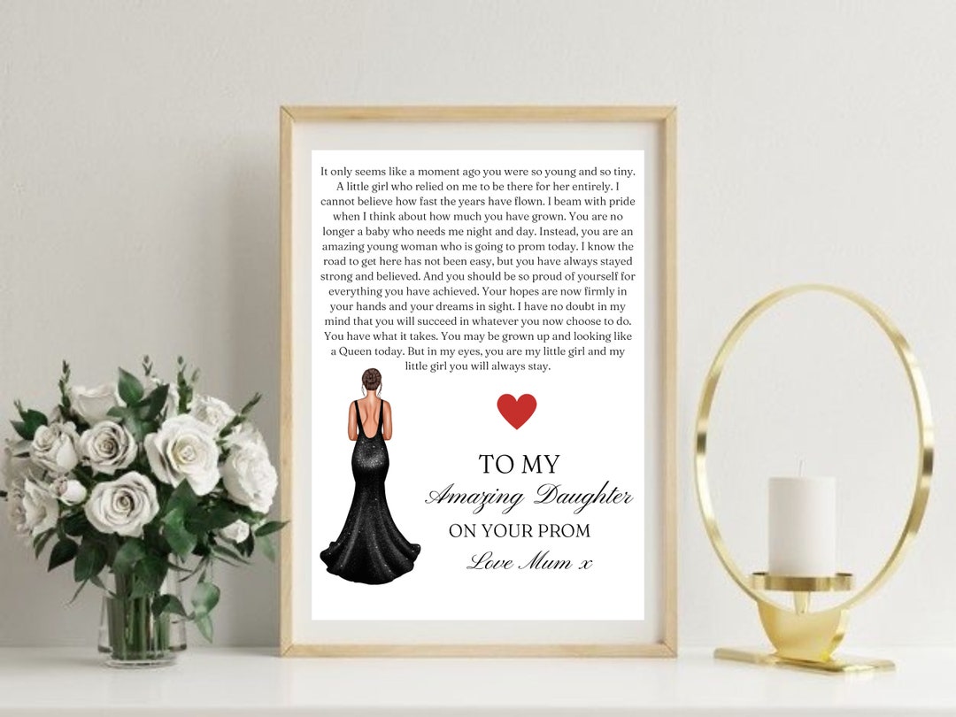 Daughter Prom Poem Print - Gift From Mum or Dad - Personalised Prom ...