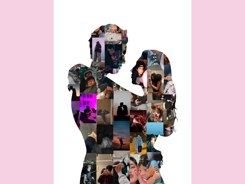 Couple Collage, Personalised Couple Photo Collage, Wall Art, Gift for ...
