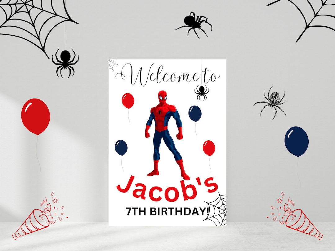 Spider-man Welcome Sign, Spiderman Birthday Welcome Sign, Spiderman ...
