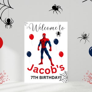 Spider-man Welcome Sign, Spiderman Birthday Welcome Sign, Spiderman ...