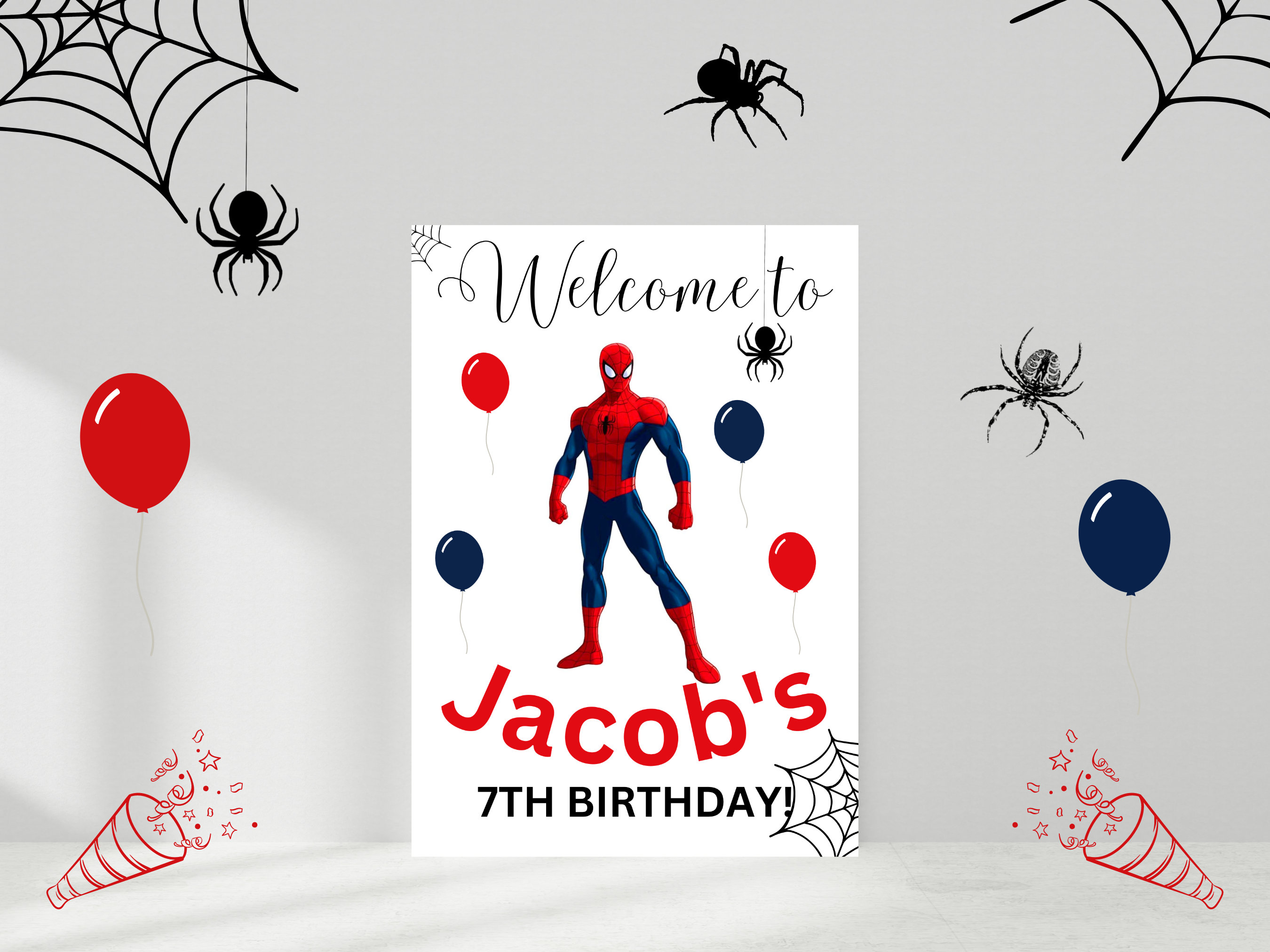 Spider-man Welcome Sign, Spiderman Birthday Welcome Sign, Spiderman ...
