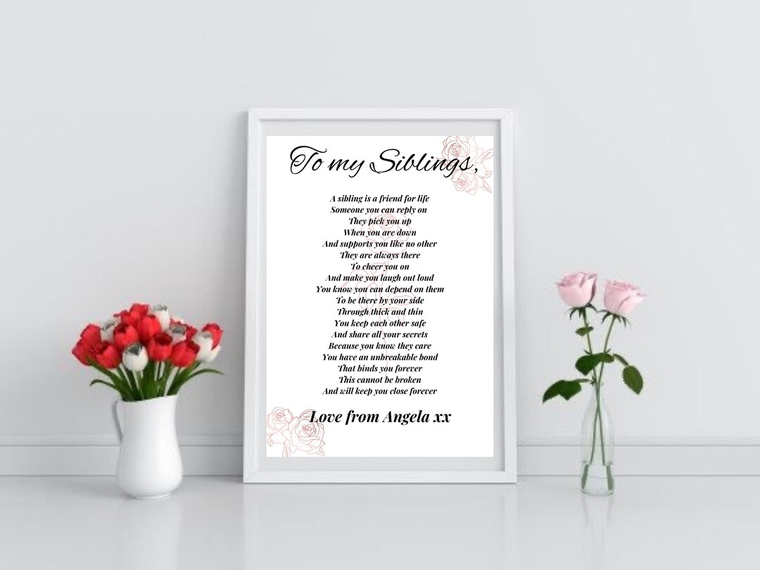 Siblings Poem - Custom Text Print Unframed - Custom Quote Print ...