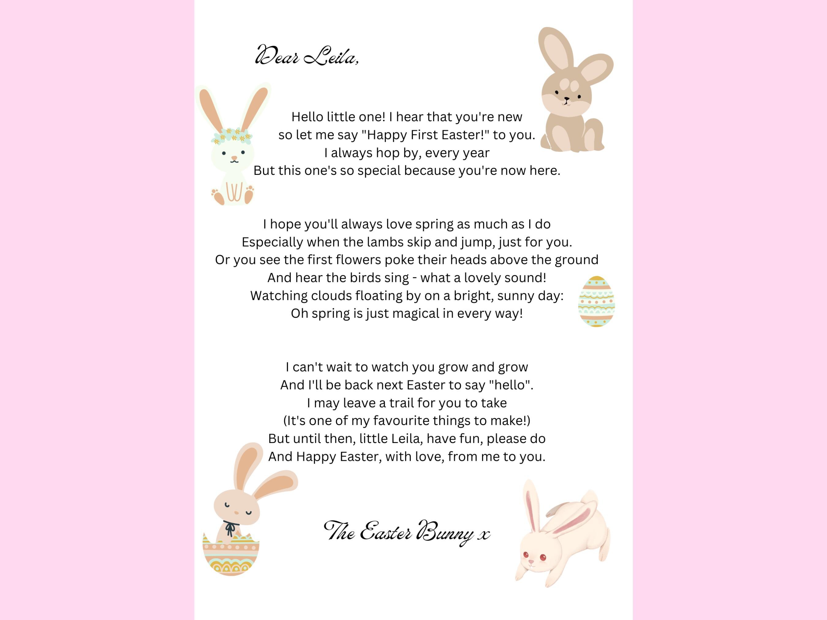 Happy First Easter Letter, Personalised Easter Bunny Letter, Easter ...