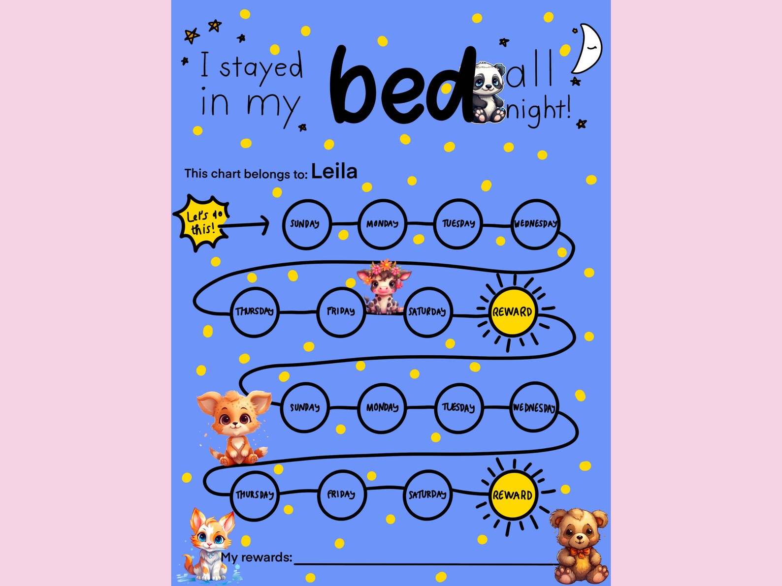 Stay in Bed Reward Chart / Bedtime Chart / Stay in Bed Chart / Reward ...