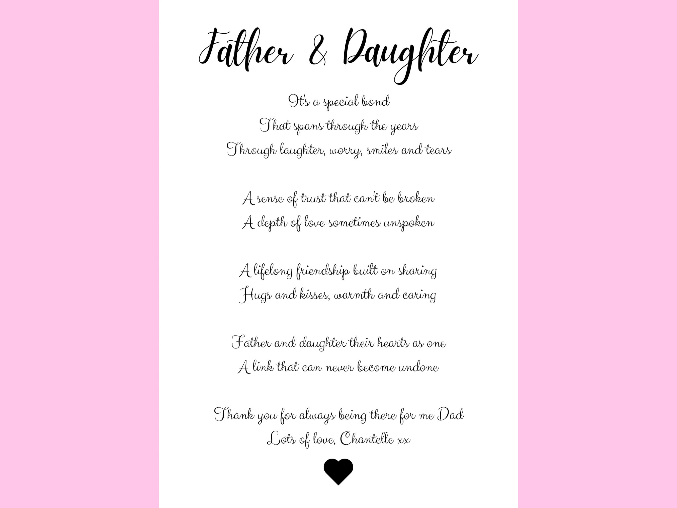 Father & Daughter Poem Print, Gift for Dad, Gift for Daughter, Dad and ...