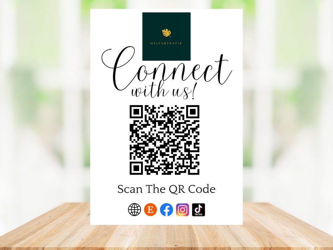 QR Code Sign - Small Business QR Code Sign - QR Display Sign - Connect ...