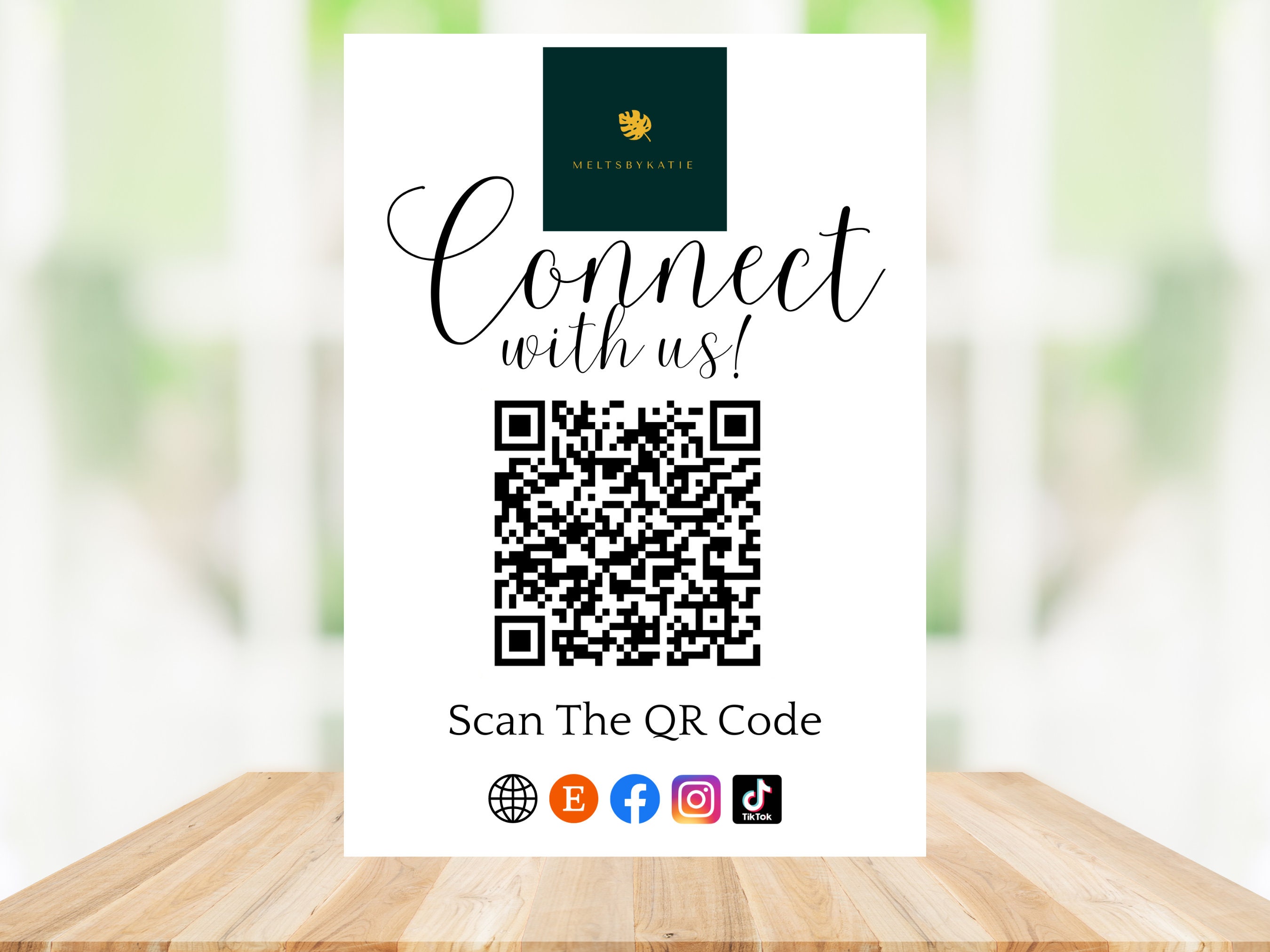 QR Code Sign - Small Business QR Code Sign - QR Display Sign - Connect ...