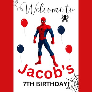 Spider-man Welcome Sign, Spiderman Birthday Welcome Sign, Spiderman ...