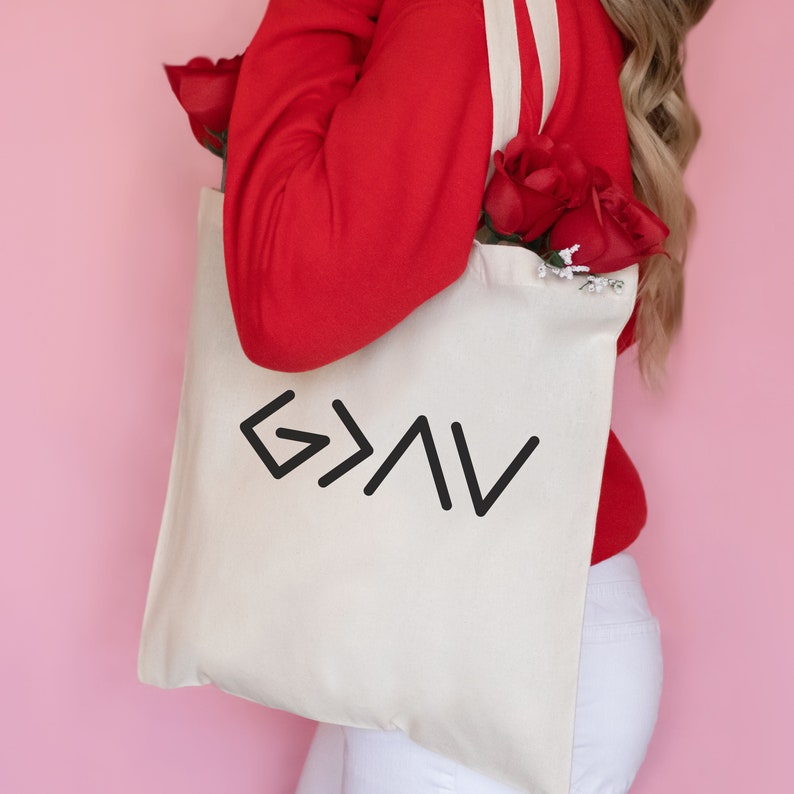 Christian Tote Bag, God is Greater Than Highs and Lows, Bible Tote Bag ...
