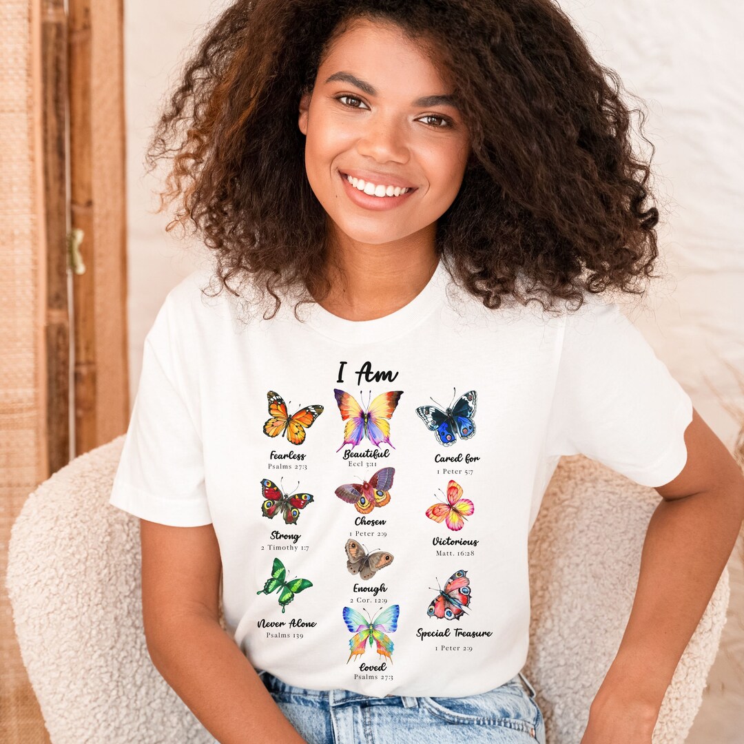 Butterfly Bible Verse Shirt, Faith Outfit, Bible Verse T-shirt, Church ...