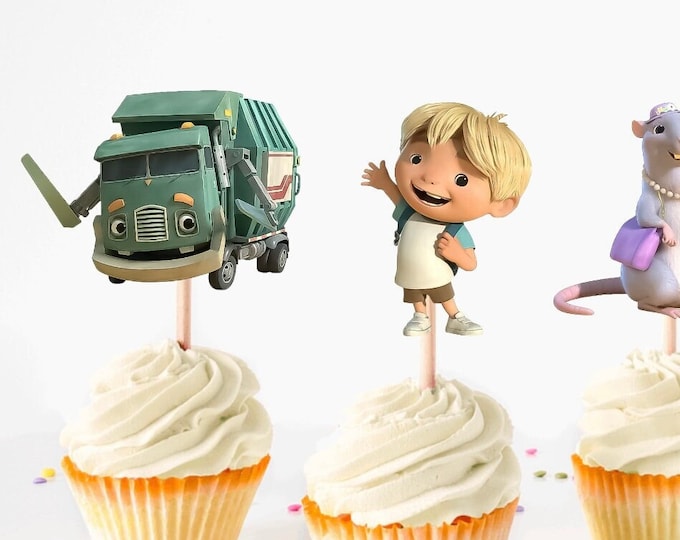 Trash Truck Cupcake Toppers, Netflix Trash Truck Characters, Cupcake ...