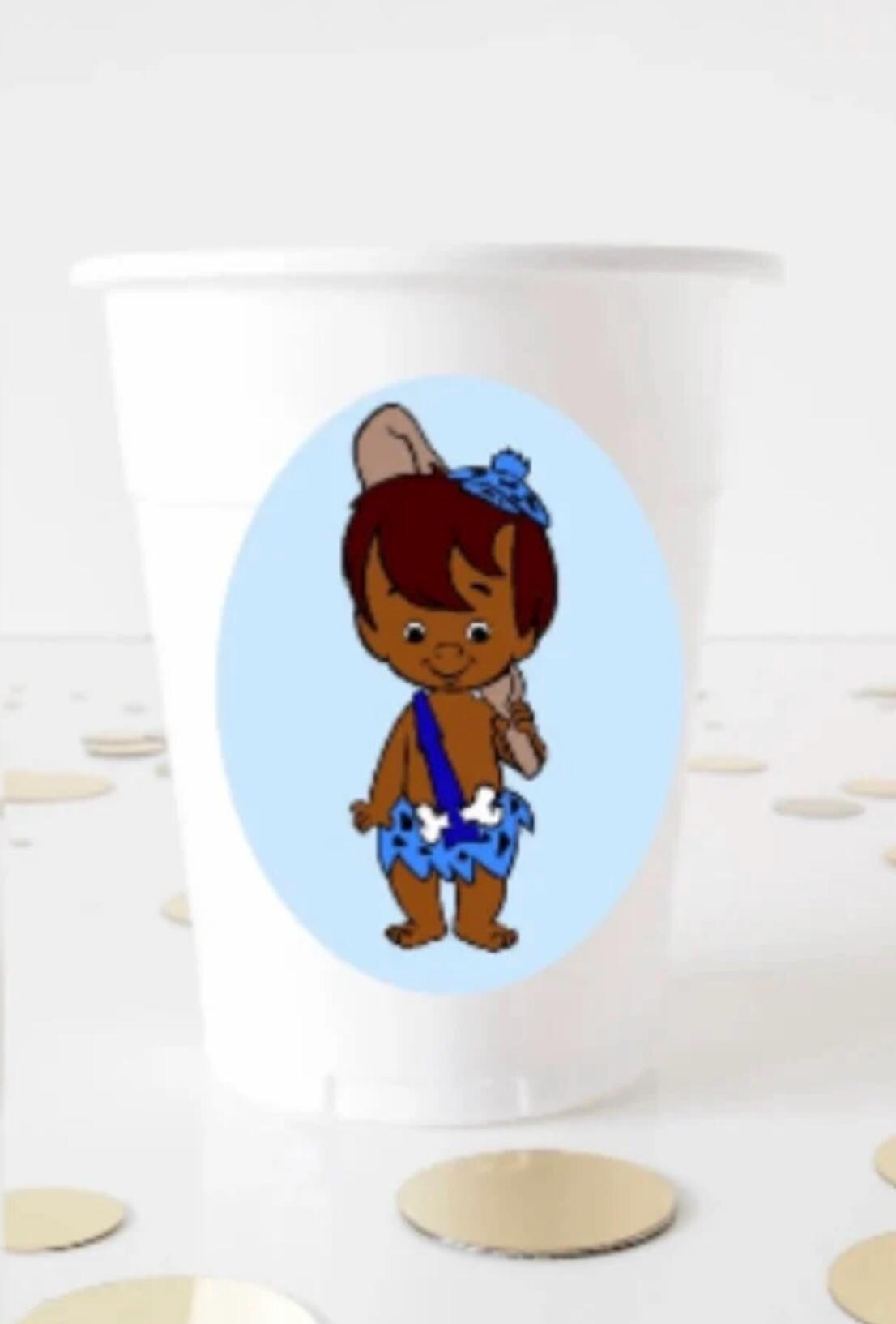 African American Pebbles and Bamm Bamm Gender Reveal Cup Stickers - Etsy