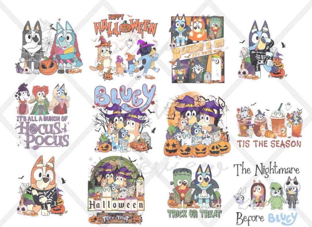 Bluey Halloween Sticker Sheets, Bluey Halloween Decor - Etsy