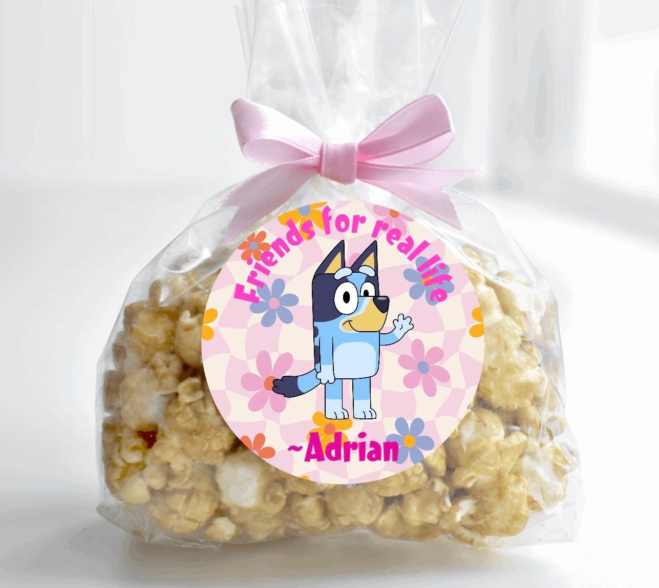 Personalized Bluey Thank You Sticker Bluey Flower Sticker - Etsy