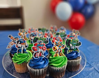 Rescue Bots Cupcake Toppers, Kids Transforming Robot Cupcake Toppers ...