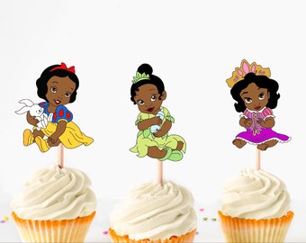 Princess Baby Girl African American Girl Princess Baby Shower Cupcake ...