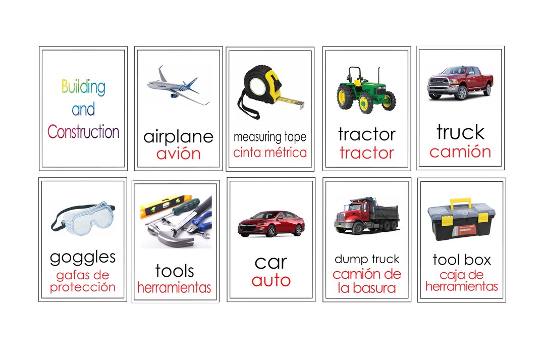 Building and Construction Flash Cards/downloadable/real Life Items ...