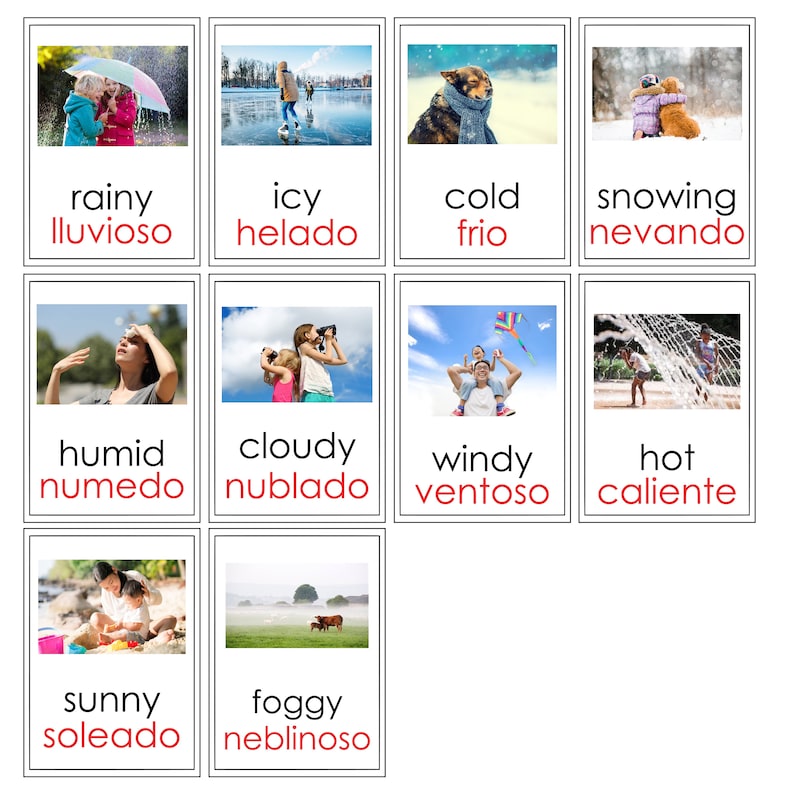 Weather Flash Cards/downloadable/teacher Resources - Etsy