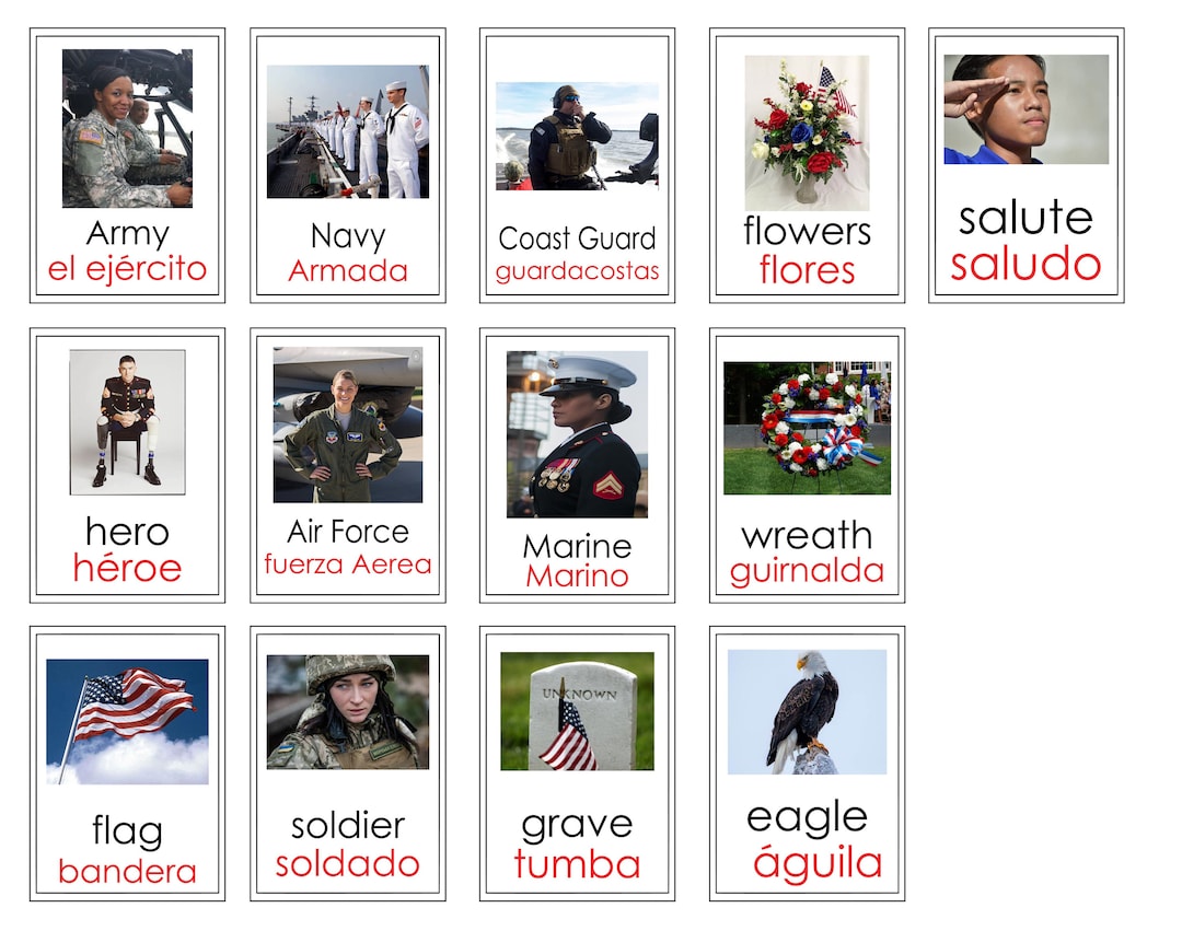 Memorial Day Flash Cards/english and Spanish/teacher Resources ...