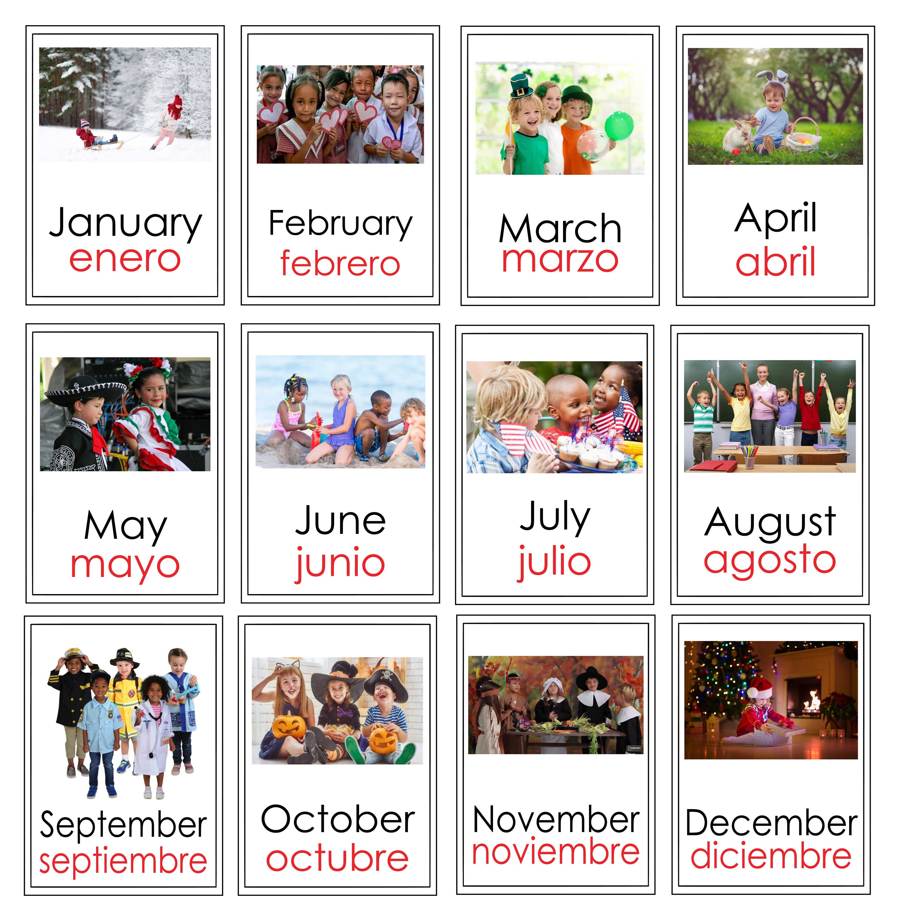 Months Circle Time/flash Cards/downloadable/teacher Resources - Etsy