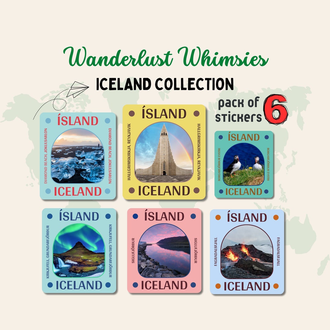 ICELAND Sticker Set | Set of 6 Vinyl Stickers| Travel Stickers for ...