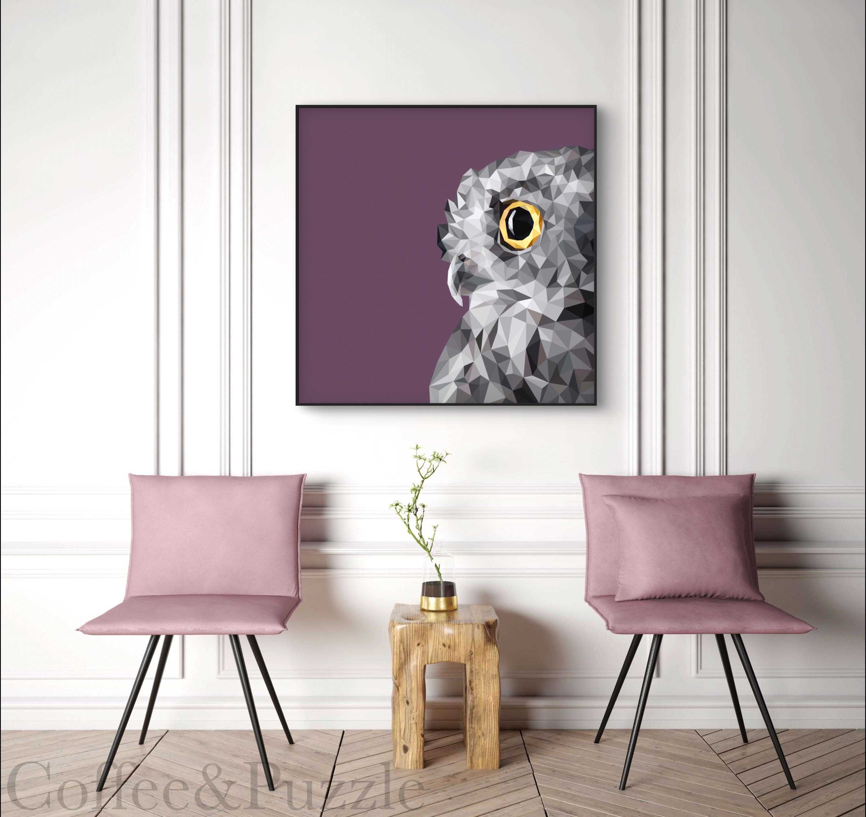 Illustration of Owl Geometric Artwork Visual Alteration Grey Scale ...