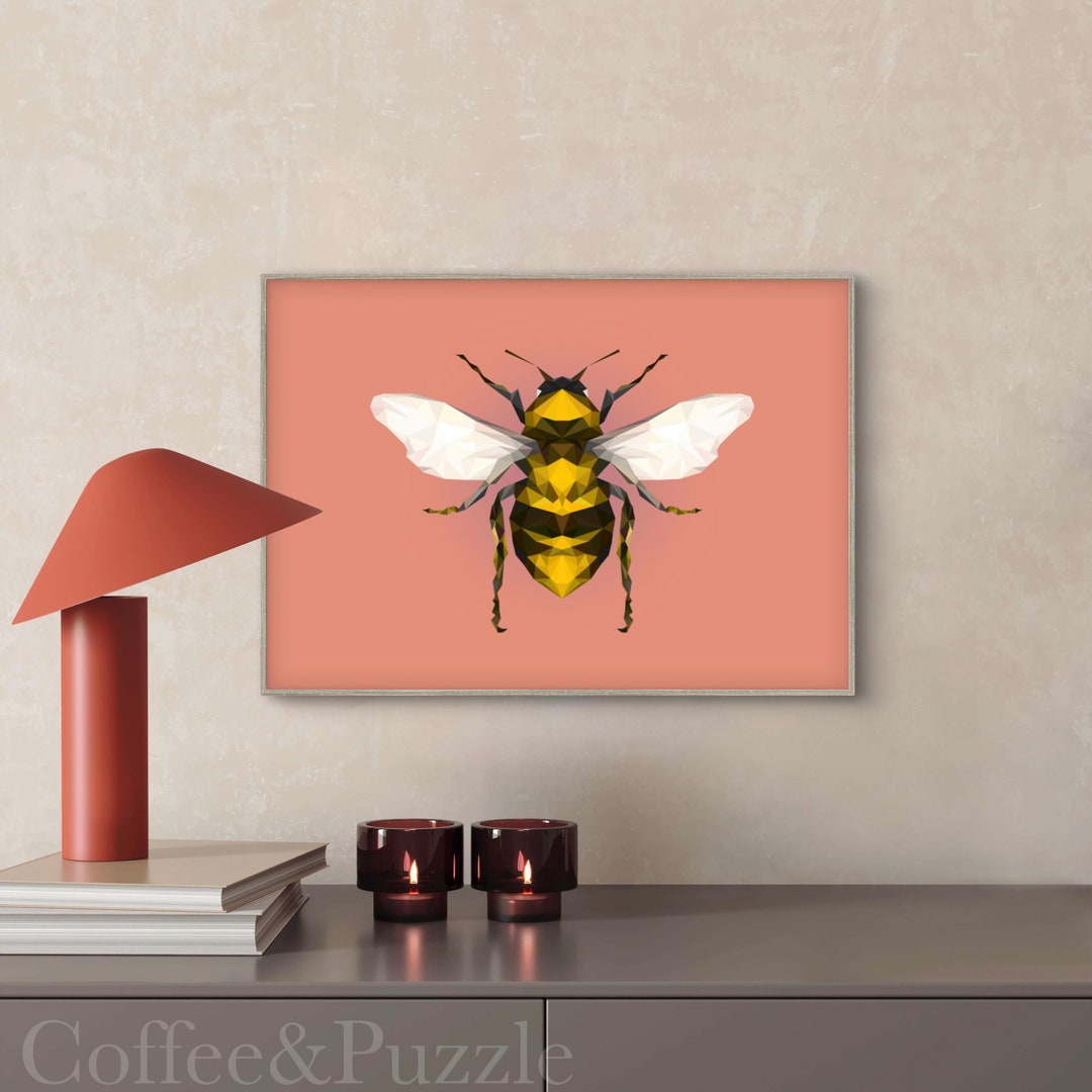 Bee Artwork Vibrant Honeybee Wall Decor Modern Minimalist Bee ...