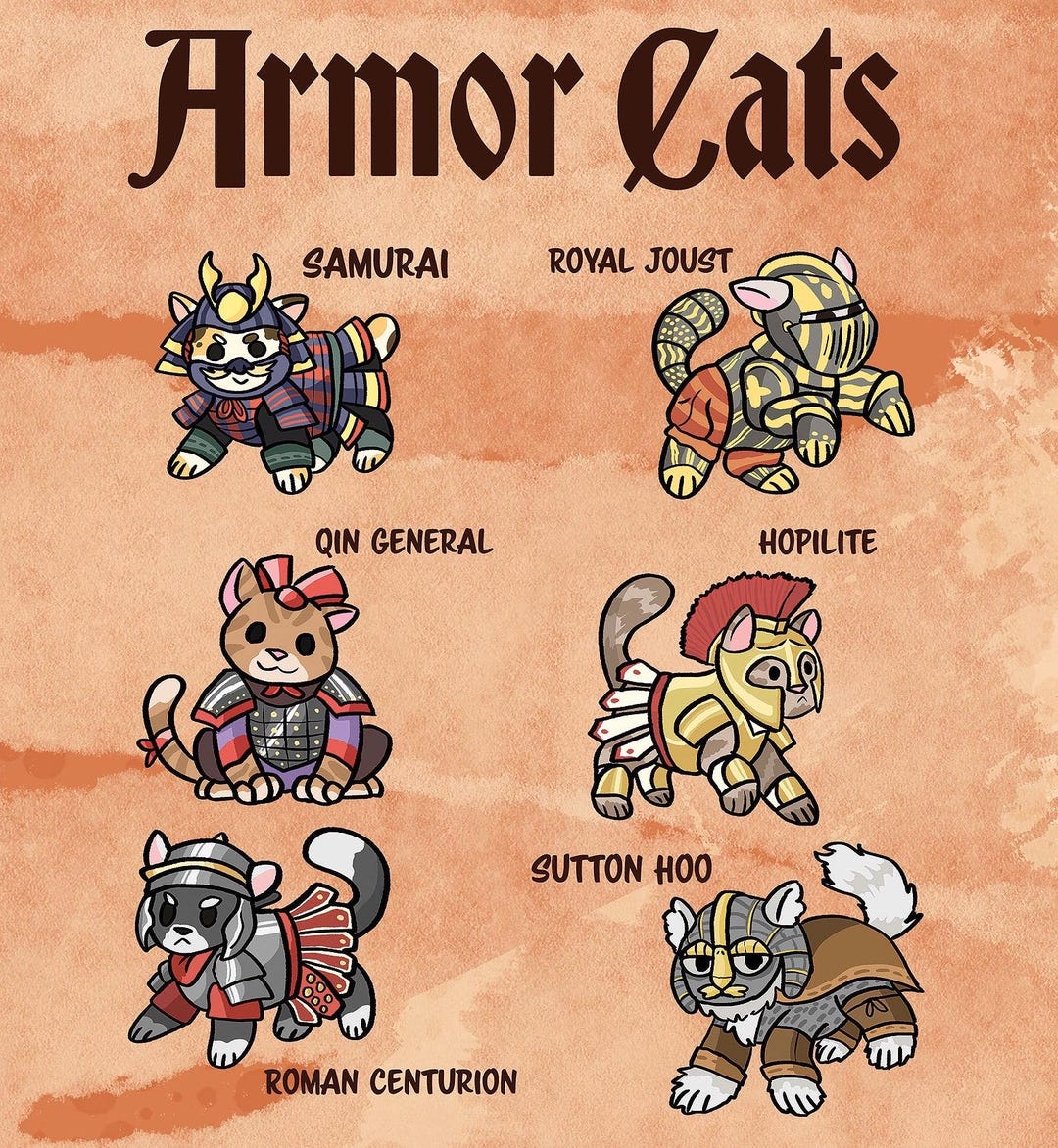 Armor Cats Historical Medival Samurai Armory Wooden Printed Pins - Etsy