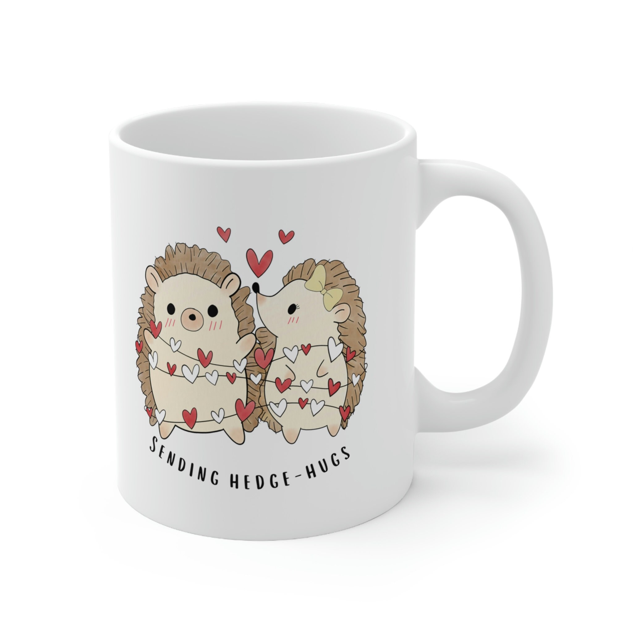 Cute Hedgehog Coffee Mug, Sending Hedge-hugs, Valentine's Day Mug, Cute Animal Mug, Hug Mug ...