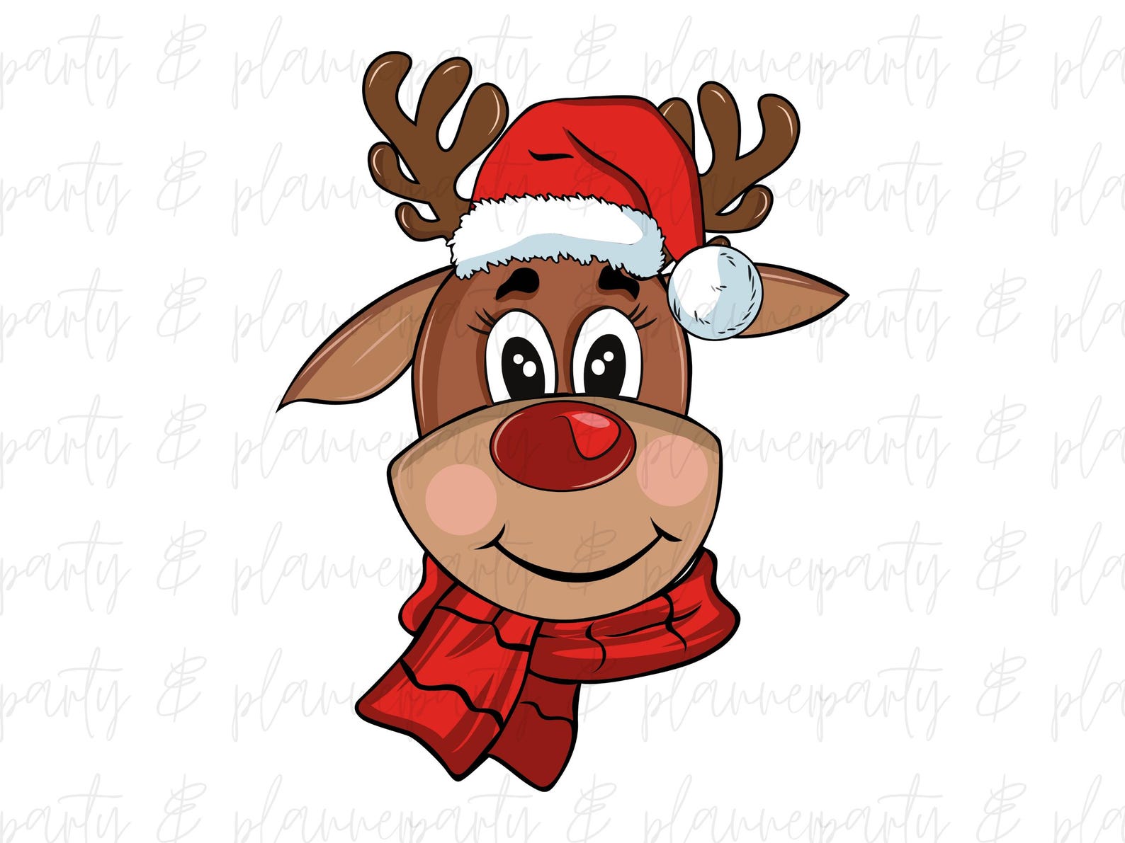 Cartoon Rudolph PNG, Cute Rudolph Png, Cute Reindeer Face SVG, Reindeer ...