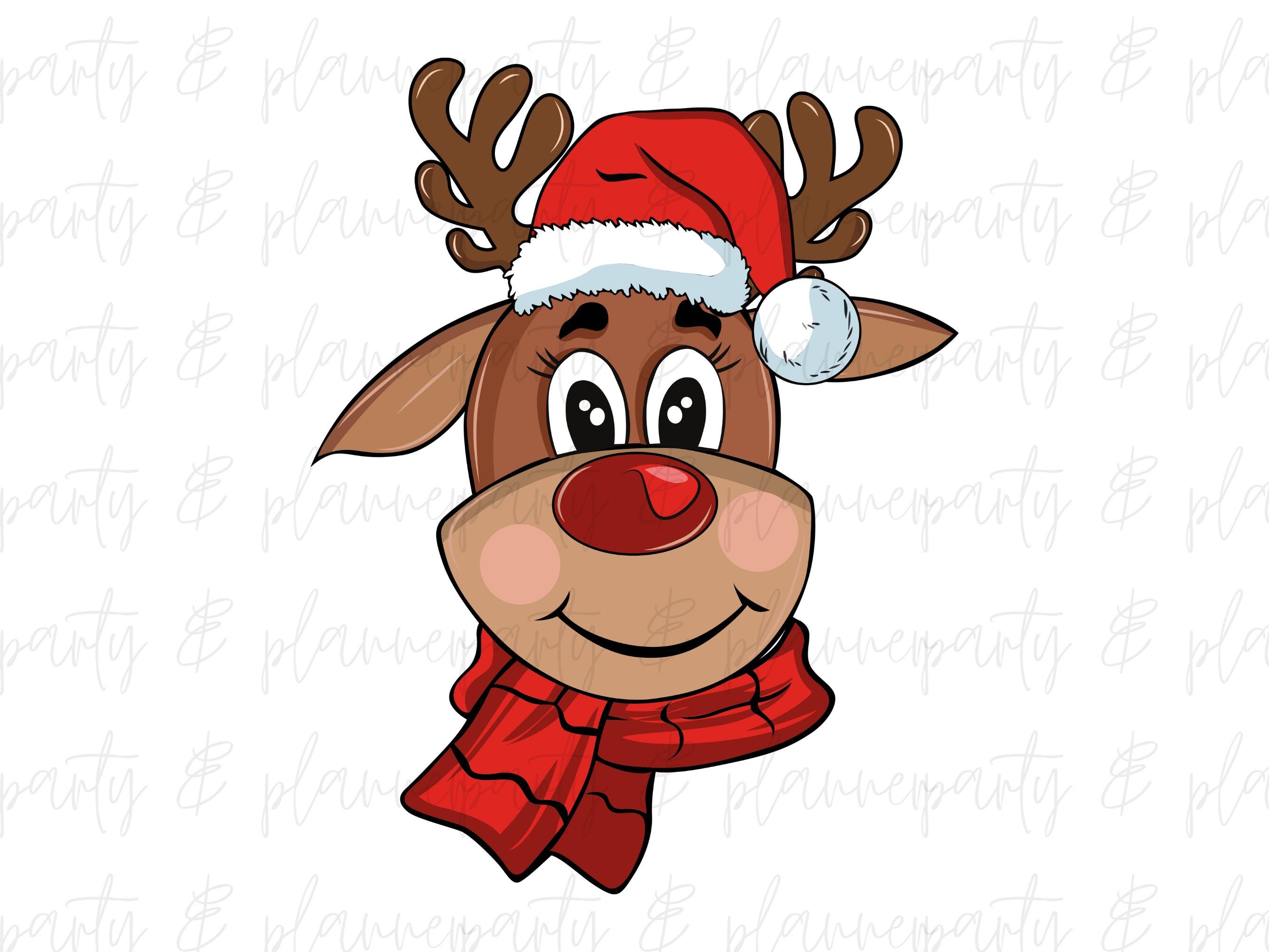 Rudolph SVG, Rudolph Png, Cute Reindeer Face SVG, Reindeer Santa Hat ...