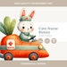 Cute Nurse Easter Bunny in Carrot Ambulance Png, Nurses Week, Easter ...