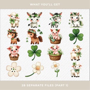 Saint Patricks Farm Animal Clipart Watercolor Festive St Patrick Day ...