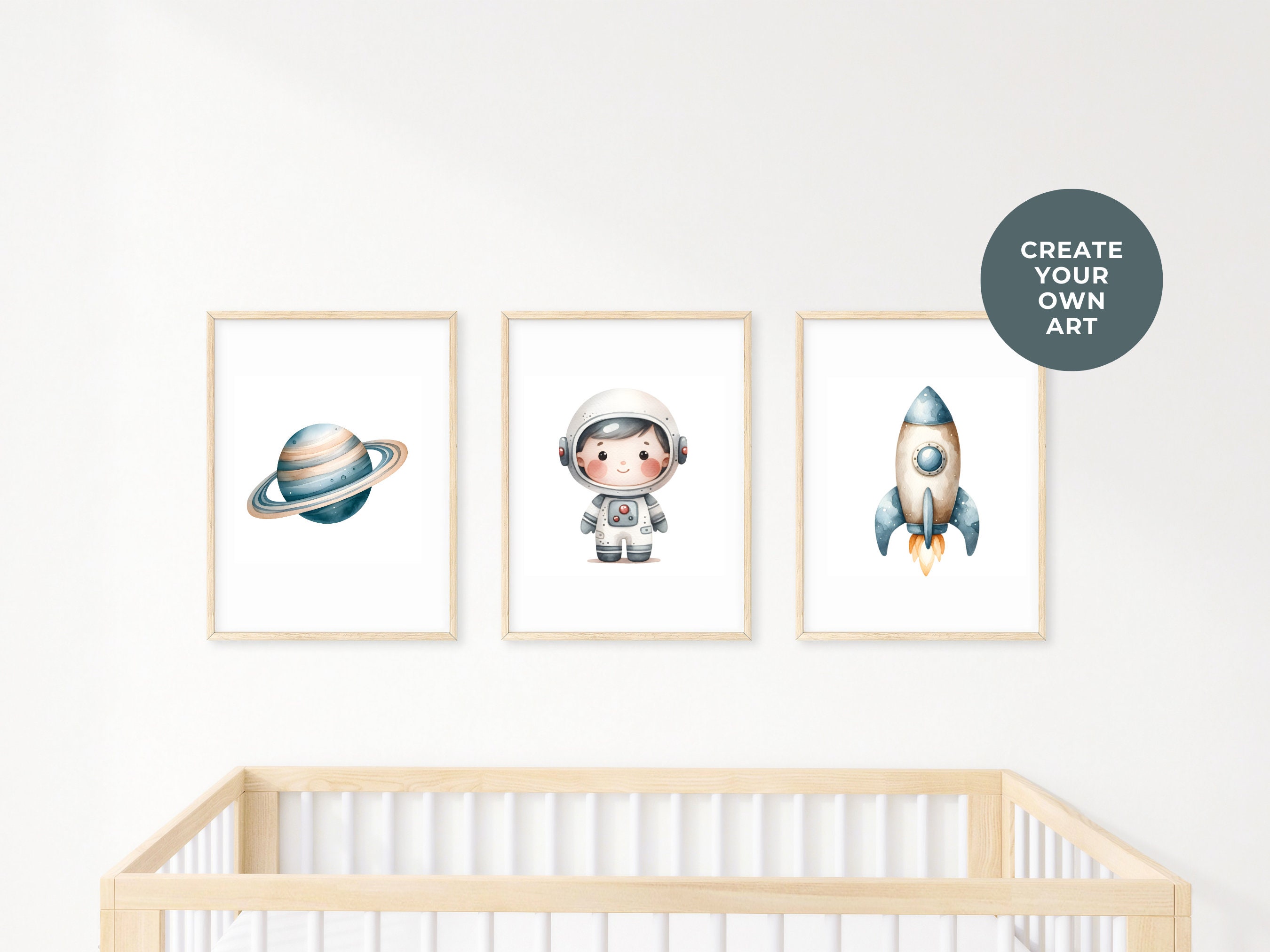 Astronaut Watercolor Clipart Space Plants Cute Astronaut Moon Stars ...