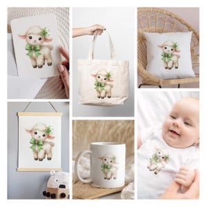 Saint Patricks Farm Animal Clipart Watercolor Festive St Patrick Day ...