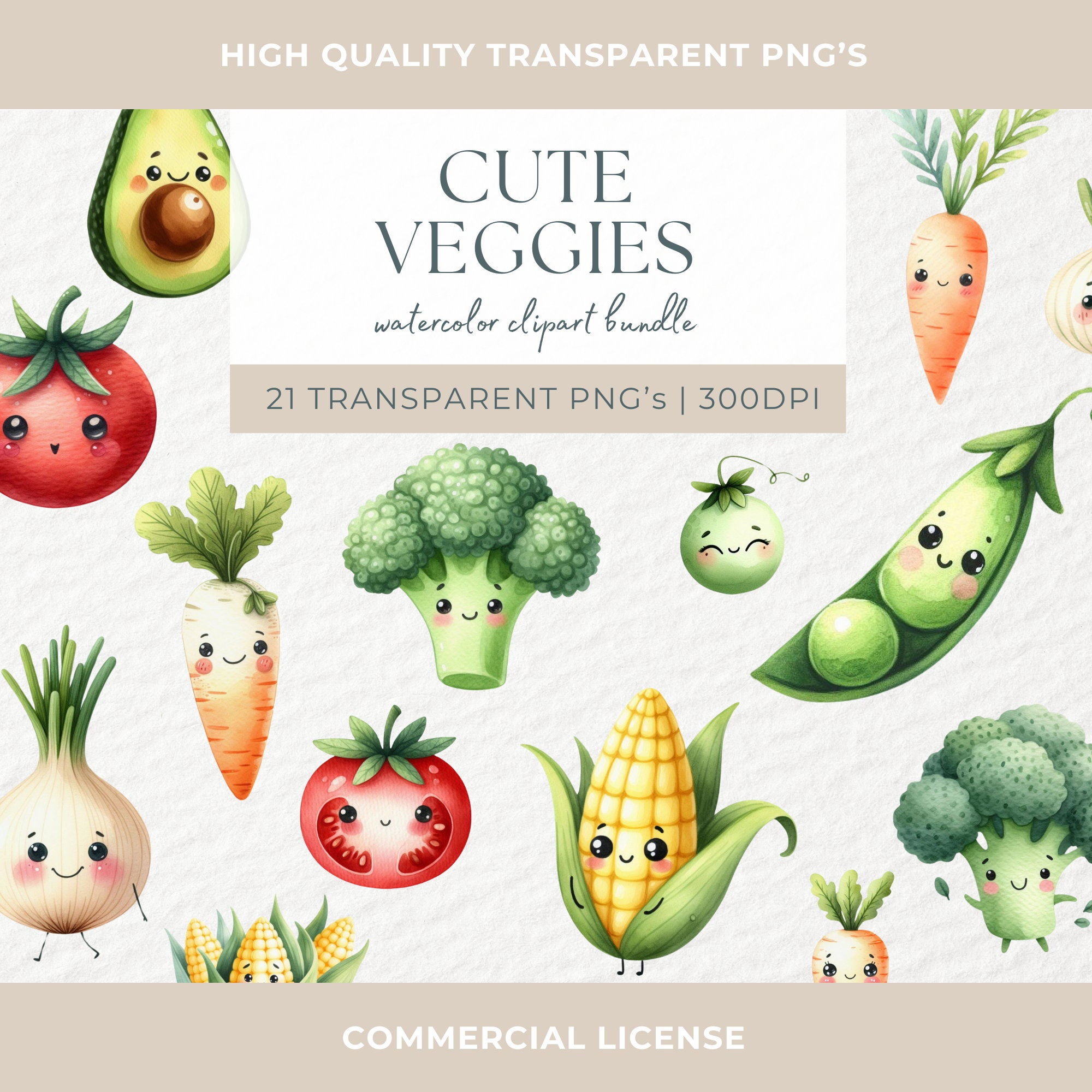 Cute Veggies Clipart Bundle Vegetable Party Collection PNG Printable ...